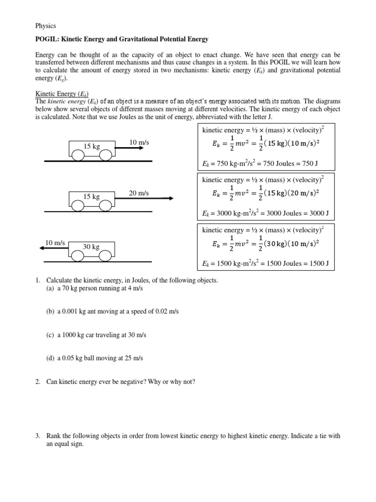 Kinetic and Gravitational Potential Energy | PDF | Kinetic Energy | Mass