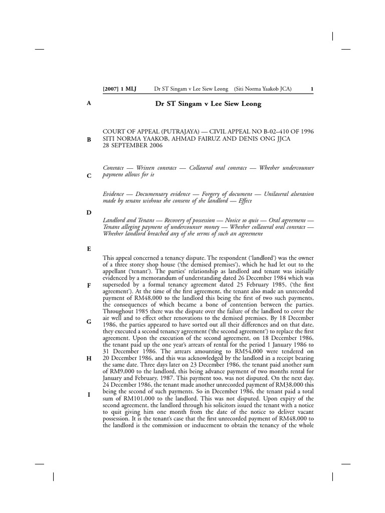 DR ST Singam V Lee Siew Leong | PDF | Leasehold Estate | Lease