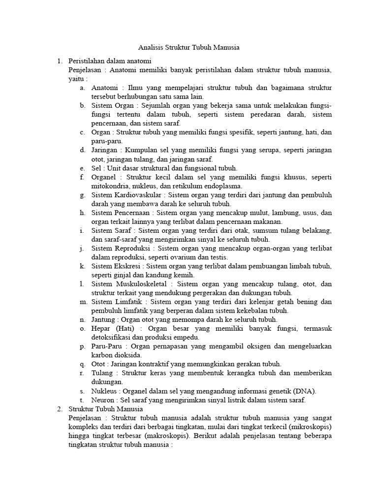 Analisis Struktur Tubuh Manusia Pdf 