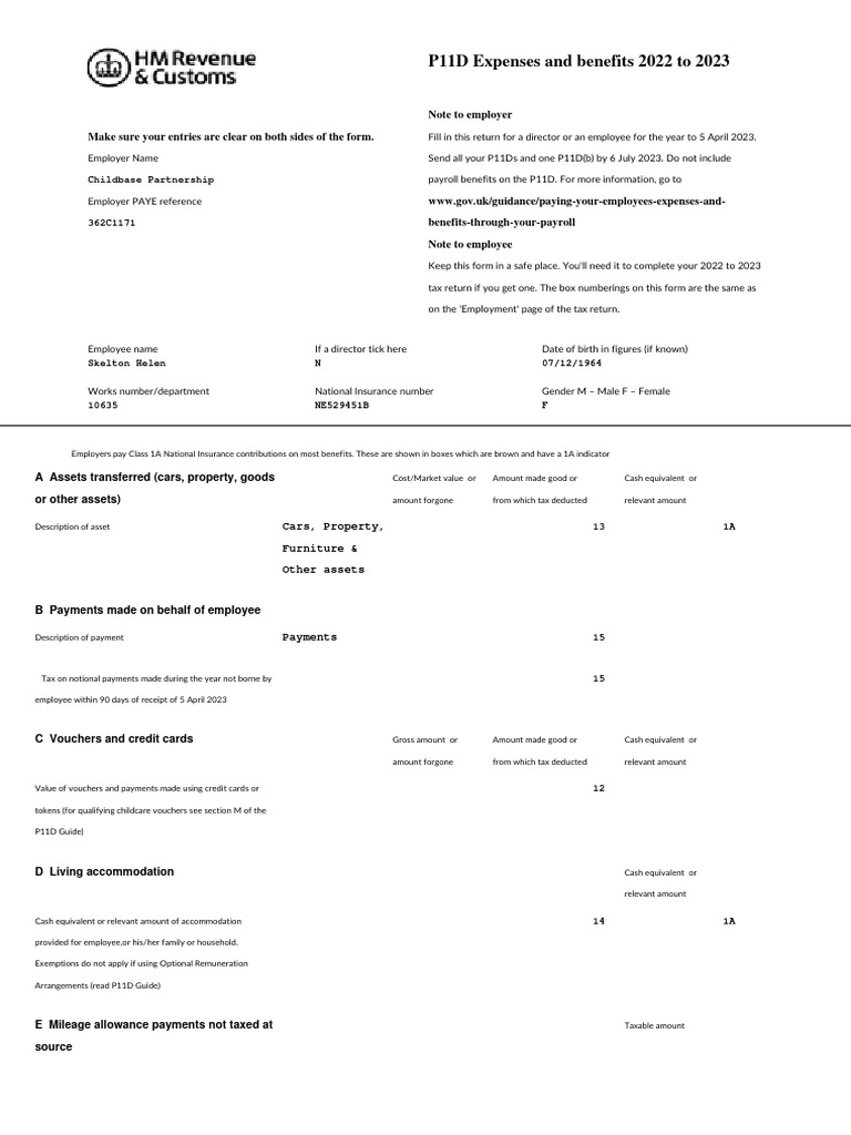 P11D 2022 | PDF | Expense | Taxes