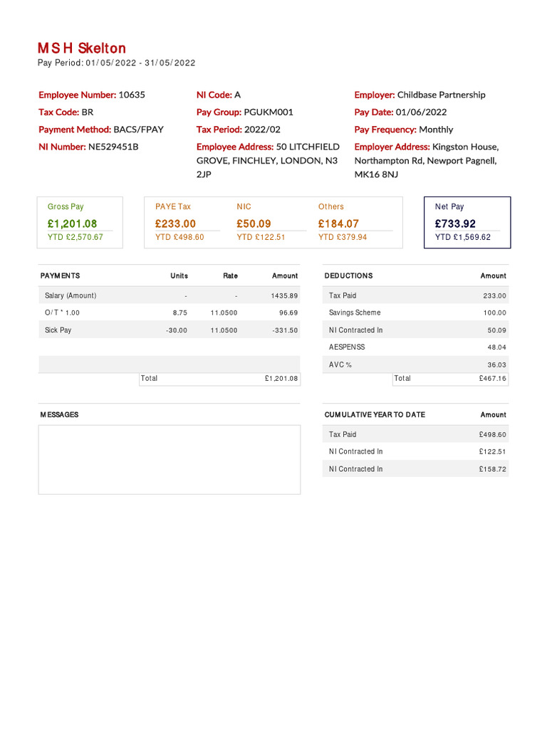 Payslip PayDate 01062022 | PDF