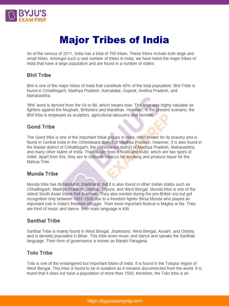 Major Tribes of India Upsc Notes 78 | PDF | Literacy | Social Groups Of ...