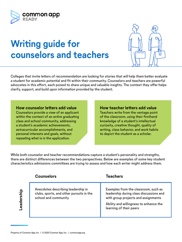 Counselor and Teacher Recommendation Guide | PDF | Leadership ...