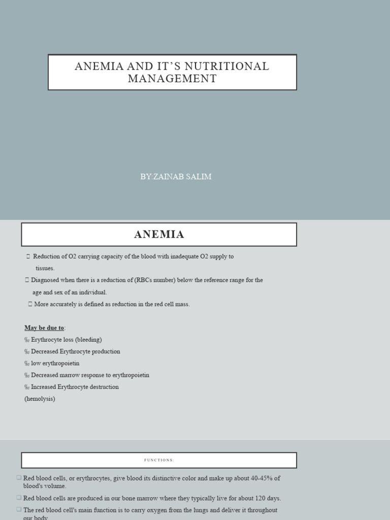 Anemia and It's Nutritional Management | PDF | Anemia | Vitamin B12