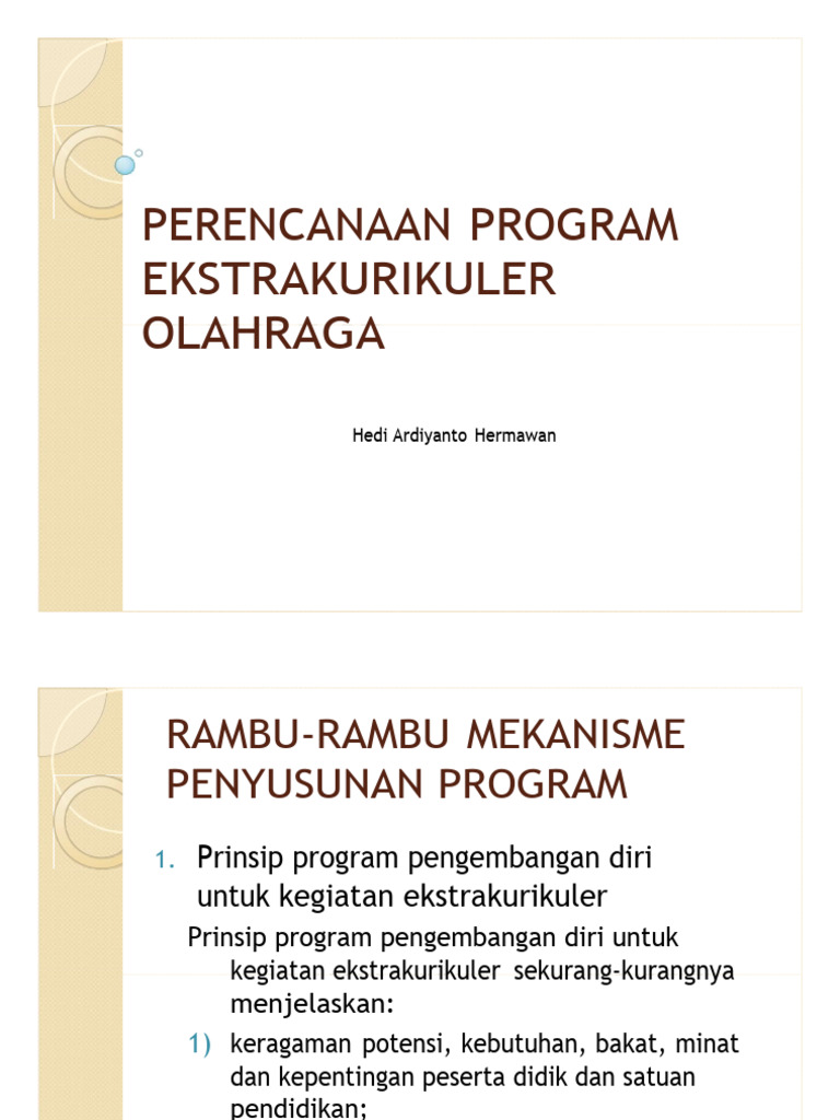 Perencanaan Ekstrakurikuler Olahraga SD | PDF