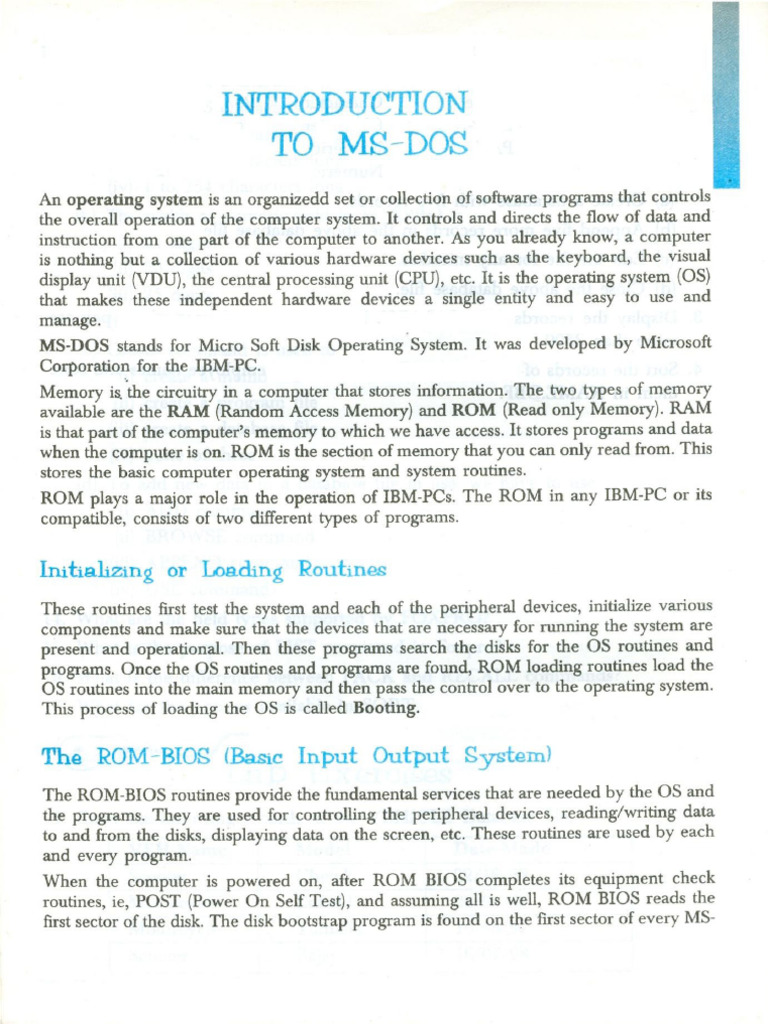 Introduction To MSDOS | PDF