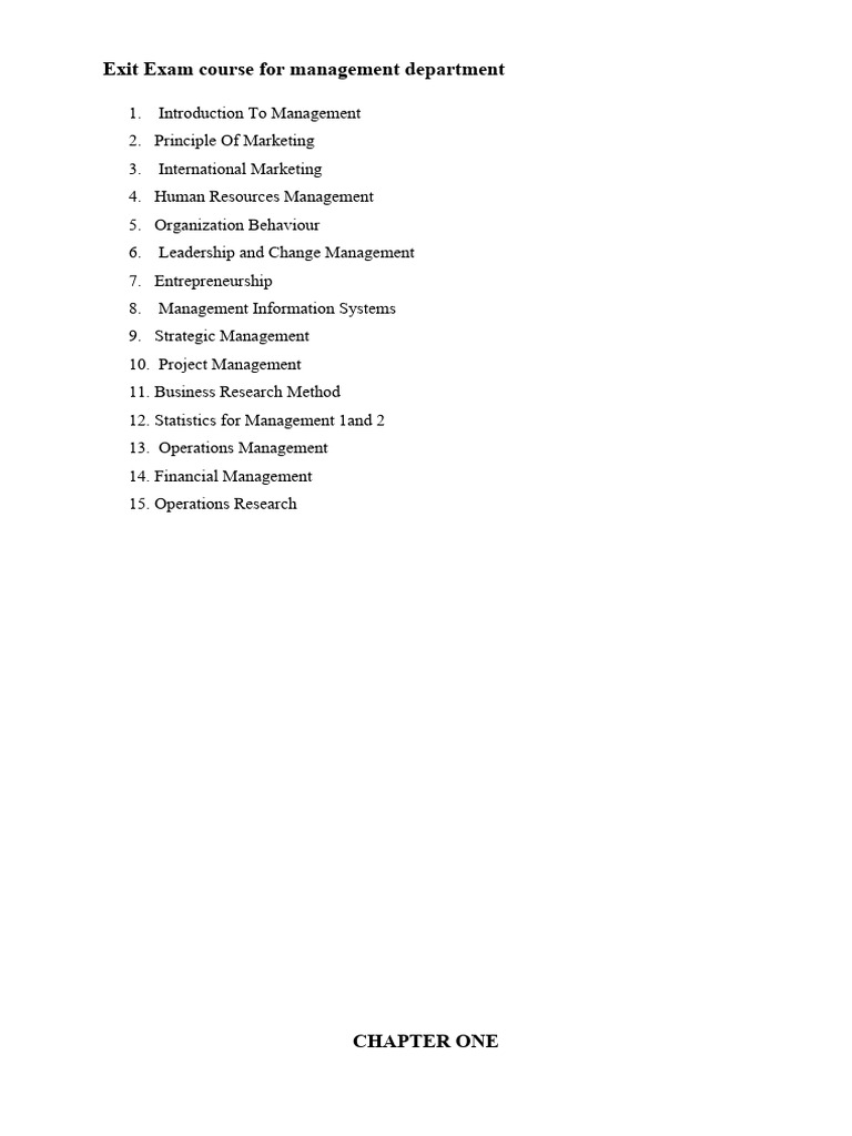 Exit Exam Course For Management Department | PDF | Goal | Resource