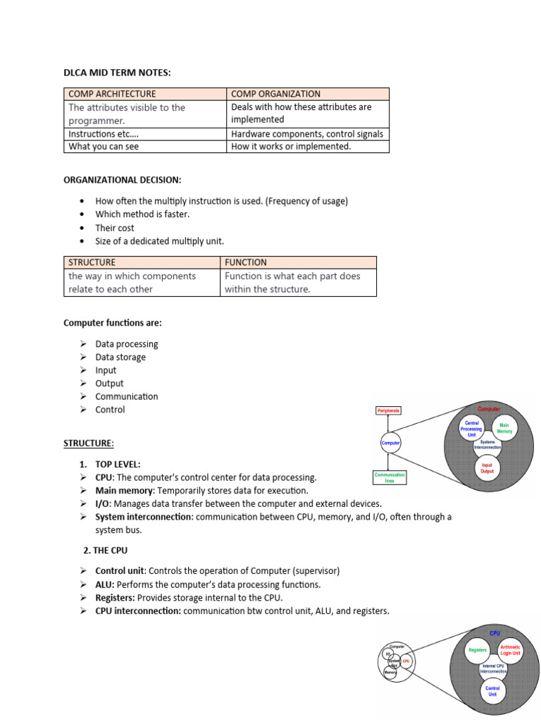 Dlca NOTES | PDF | Central Processing Unit | Computer Data Storage