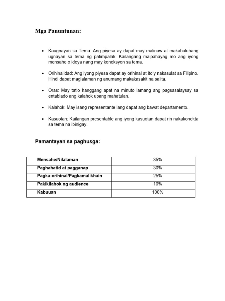 Mga Panuntunan | PDF