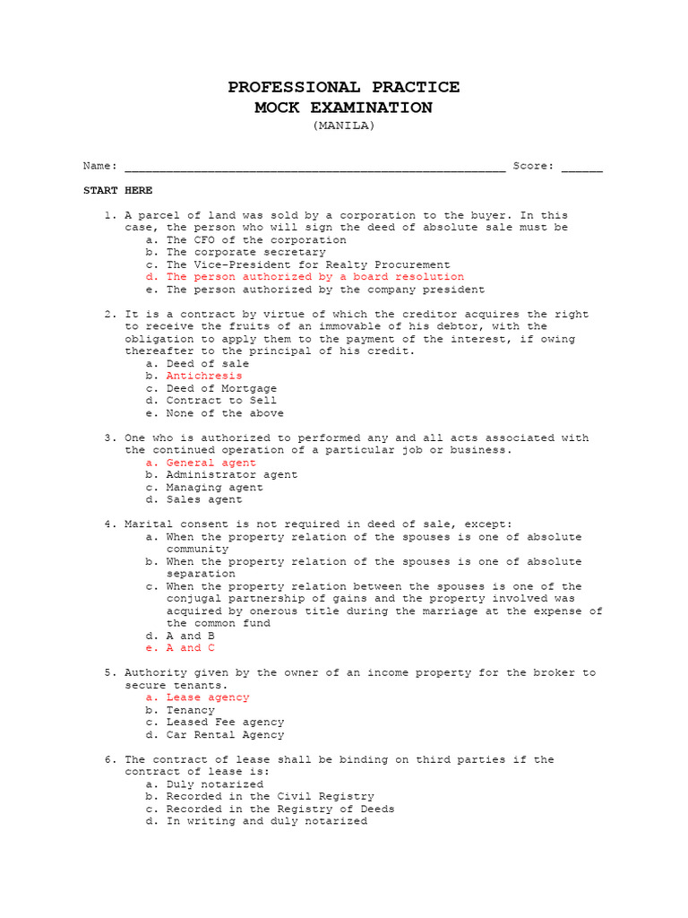 Professional Practice Mock | PDF | Concurrent Estate | Leasehold Estate