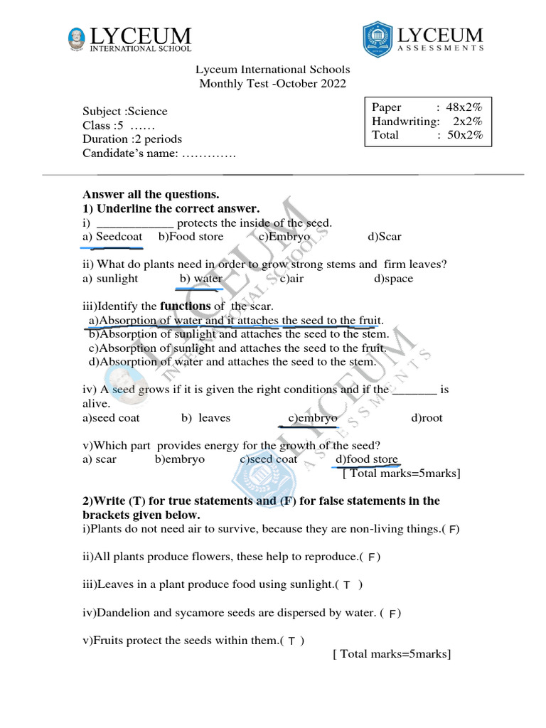 Grade 5 Science MS | PDF | Seed | Germination
