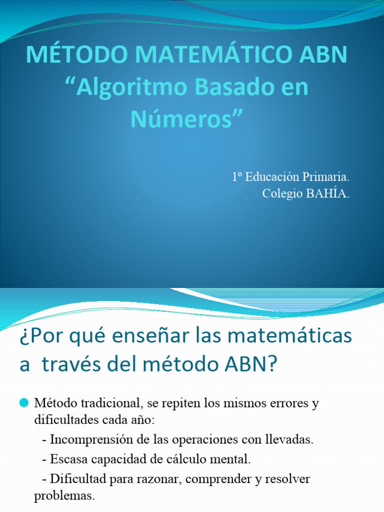 Método ABN | PDF | Números | Educación primaria