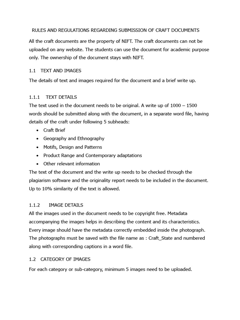 Rules and Regulations Regarding Submission of Craft Documents | PDF