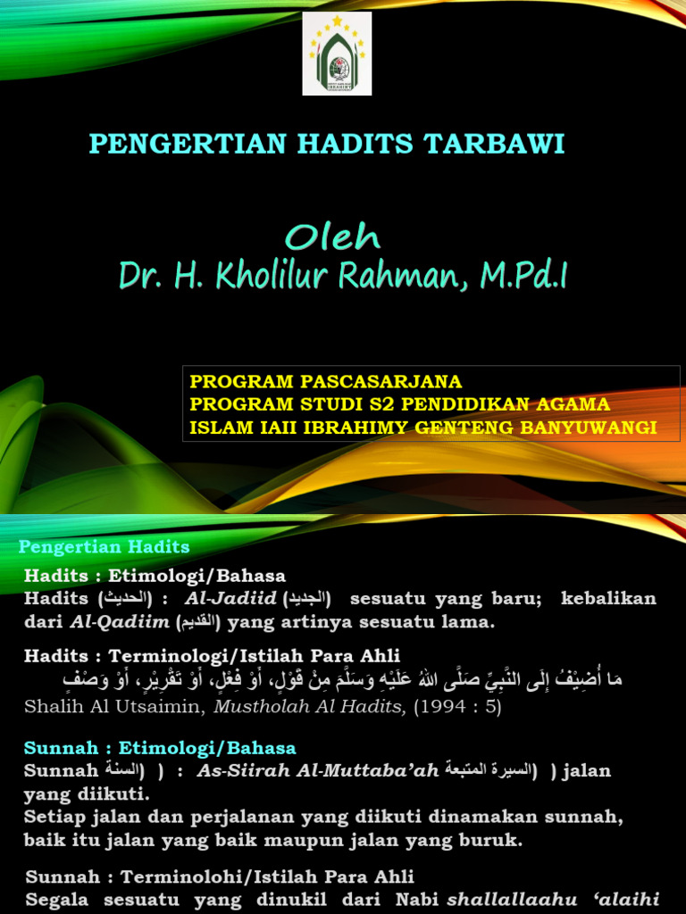 Pengertian - Hadits Tarbawi-S2 | PDF