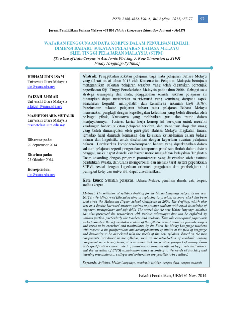 Wajaran Penggunaan Data Korpus Dalam Penulisan Ilmiah_STPM | PDF
