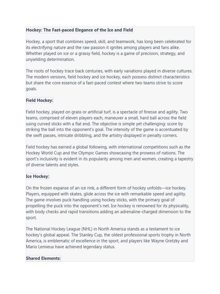 Hockey | Download Free PDF | Ice Hockey | Sports