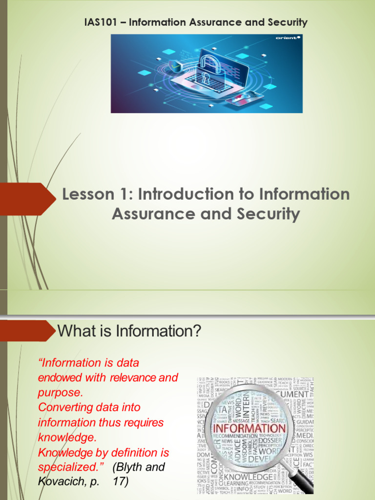 Lesson 1 - Introduction To IAS | PDF | Information Security | Computer Security