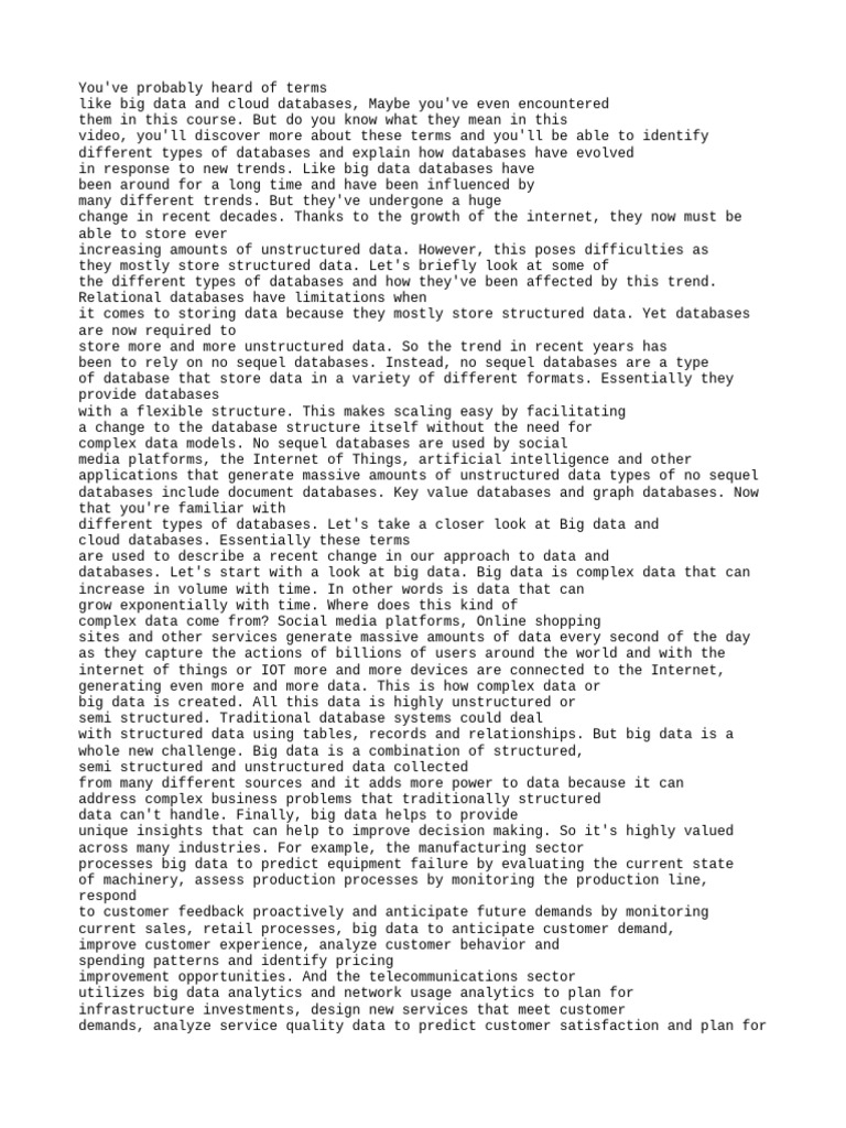 Alternative Types of Databasse | PDF | Big Data | Databases