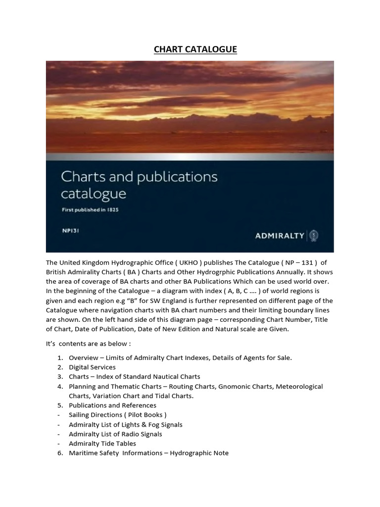 Chart Catalogue, WNM, GPE, Publn etc | PDF | Hydrography | Hydrology