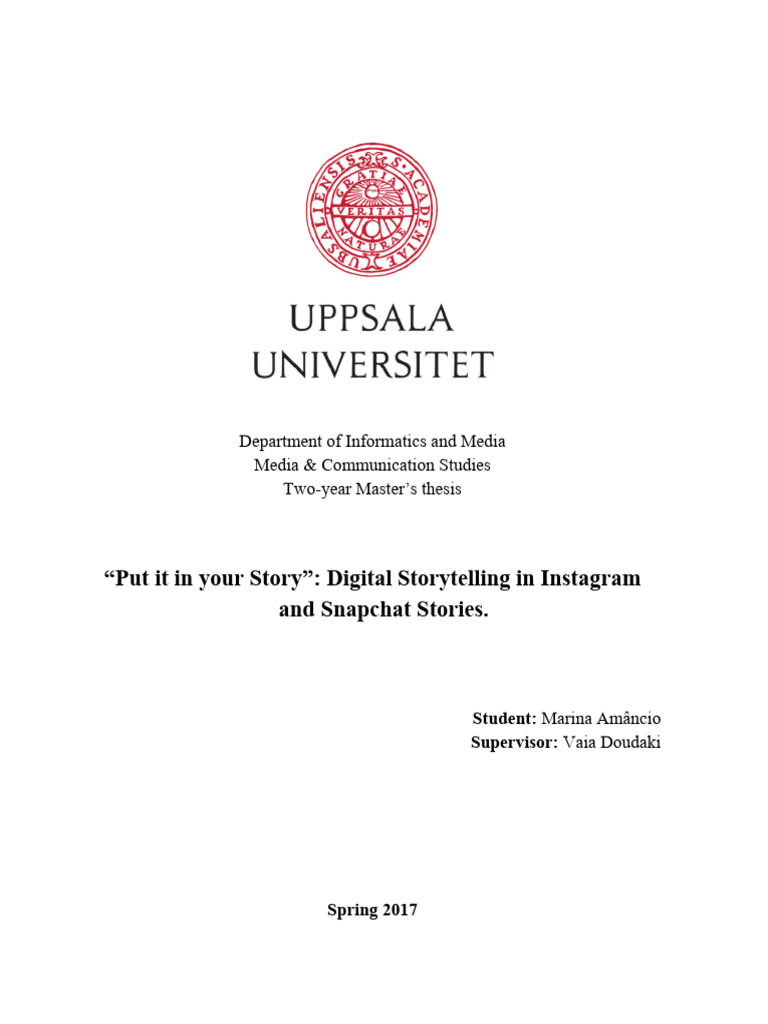 Digital Storytelling in Instagram and Snapchat Stories. | PDF ...