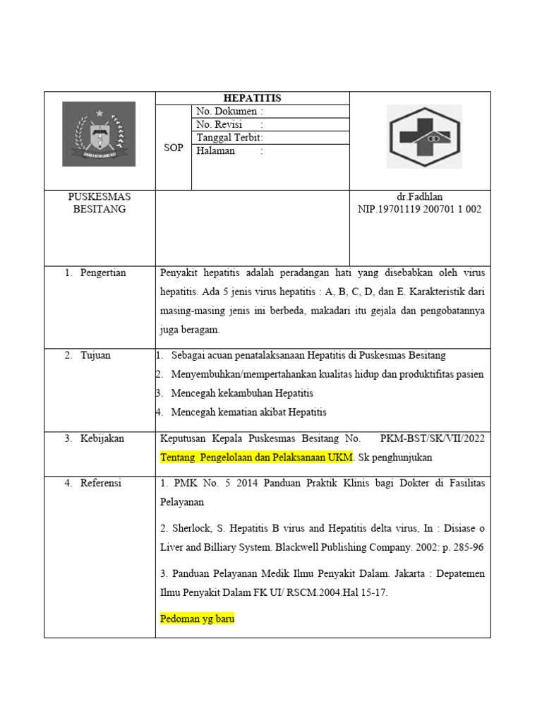 Sop Hepatitis Fixx | PDF | Sains & Matematika