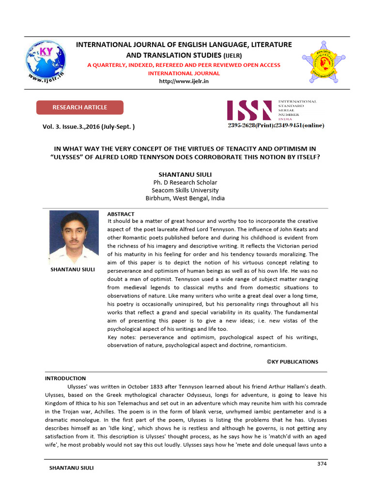 Ulysses of Alfred Lord Tennyson Paper PD | PDF | Odysseus | Poetry