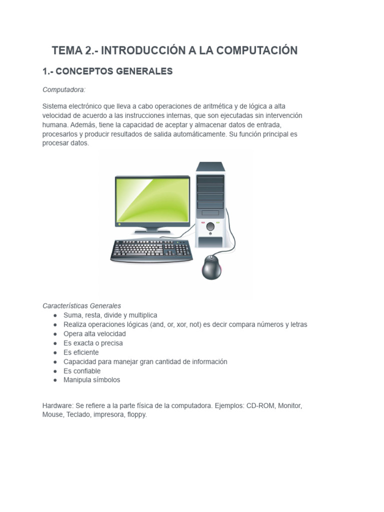 Tema 2. - Introduccion A La Computacion | PDF | Almacenamiento de datos de la computadora ...