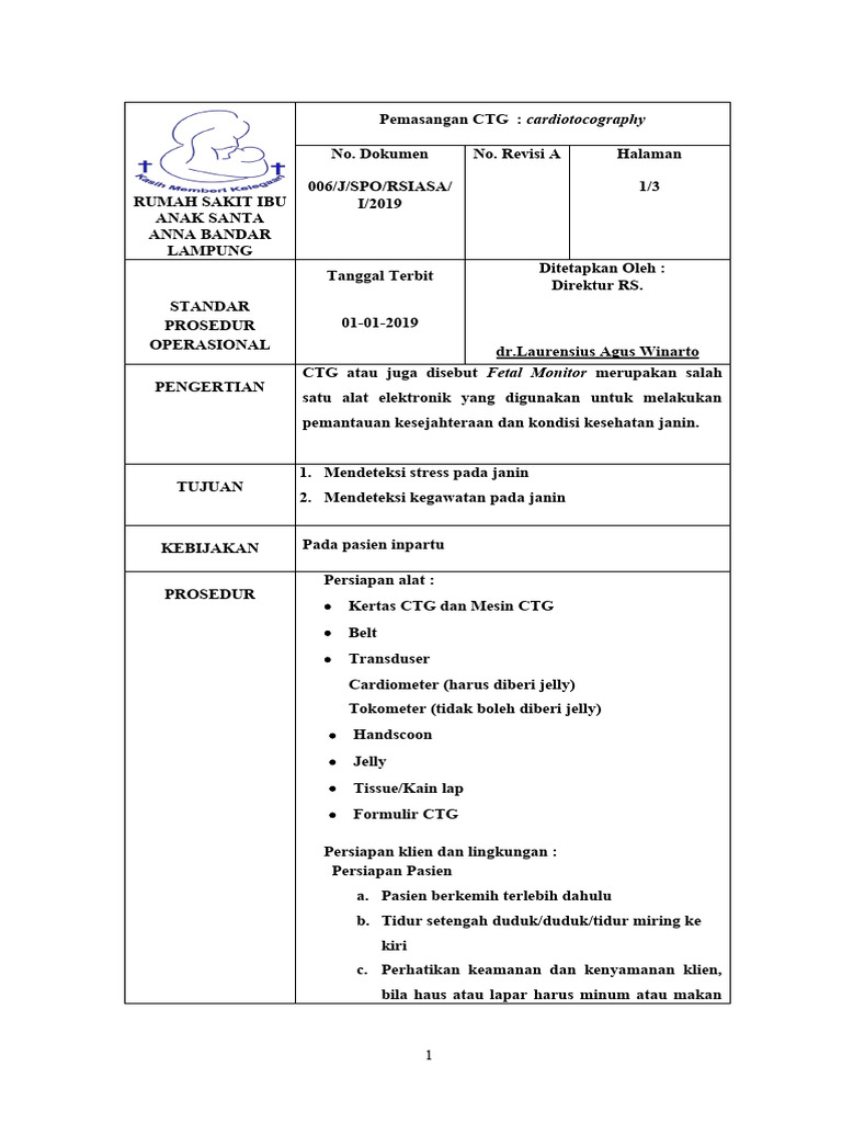 SOP Pemasangan CTG Revisi | PDF