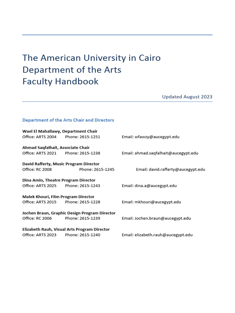 Dept of The Arts Faculty Handbook Fall 2023 | PDF | Textbook | Photocopier