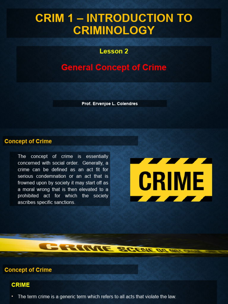 Crim 1 Lesson 2 - 040819 | PDF | Crimes | Crime & Violence