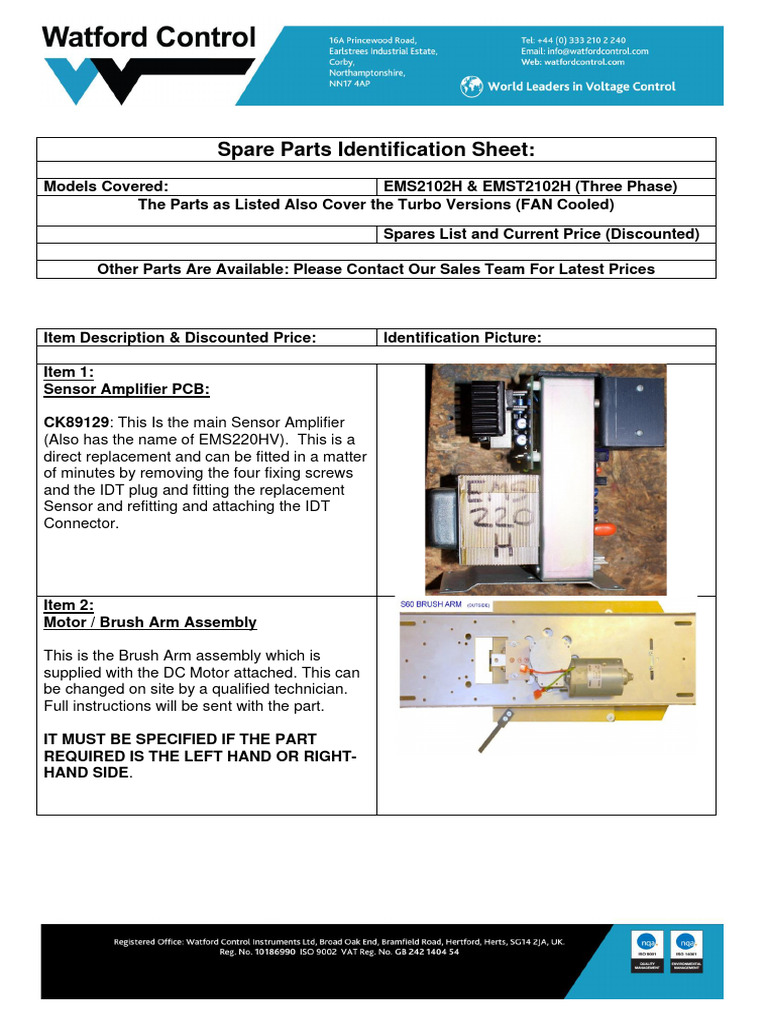 Spare Parts - Identification Sheet (EMST2102H - 3P Models) Generic No ...