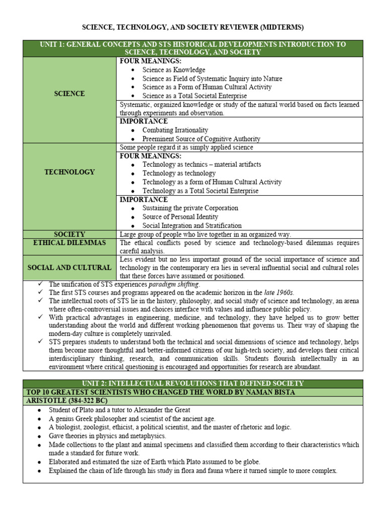 Sts Reviewer Midterm | PDF | Happiness | Well Being