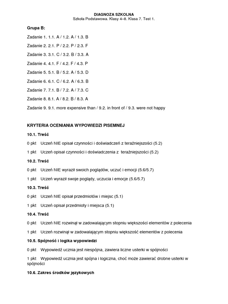 Grupa B PDF KLUCZ | PDF