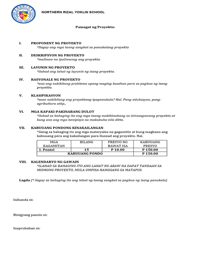Template NG Panukalang Proyekto 02 02 2020 | PDF