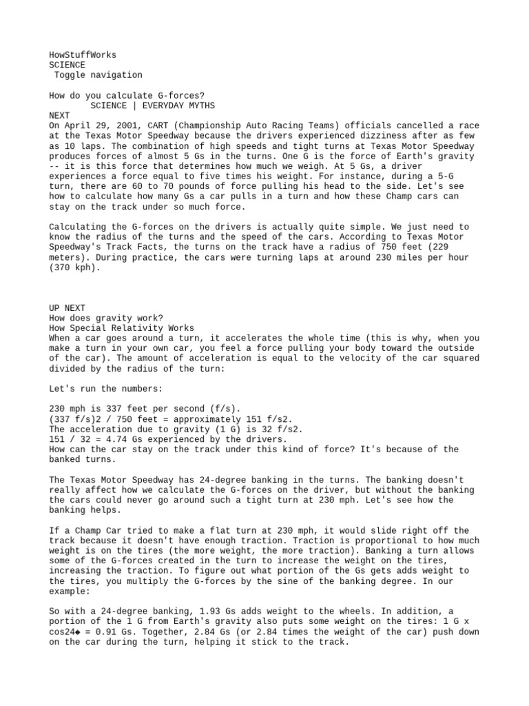 How Do You Calculate G-Forces | Download Free PDF | Force | Classical ...