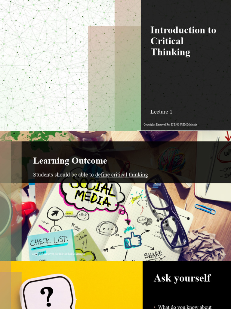 Lecture 0 - Introduction To Critical Thinking | PDF | Critical Thinking | Thought