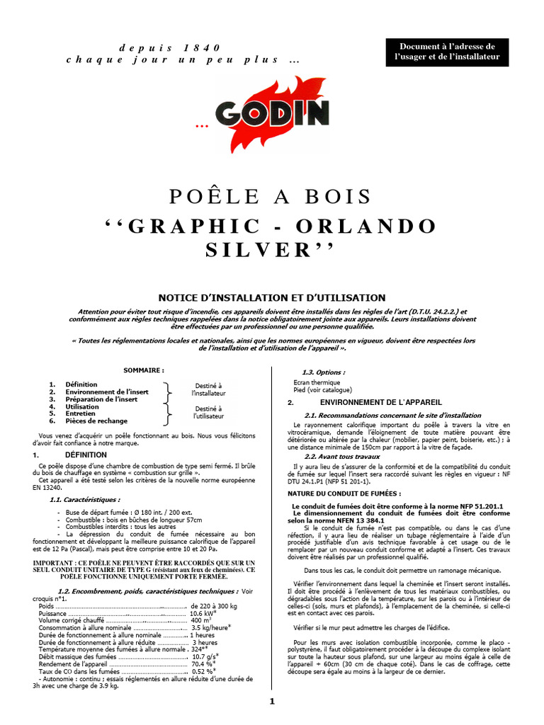 Notice Godin | PDF | Bois (matériau de construction) | Poêle (chauffage)