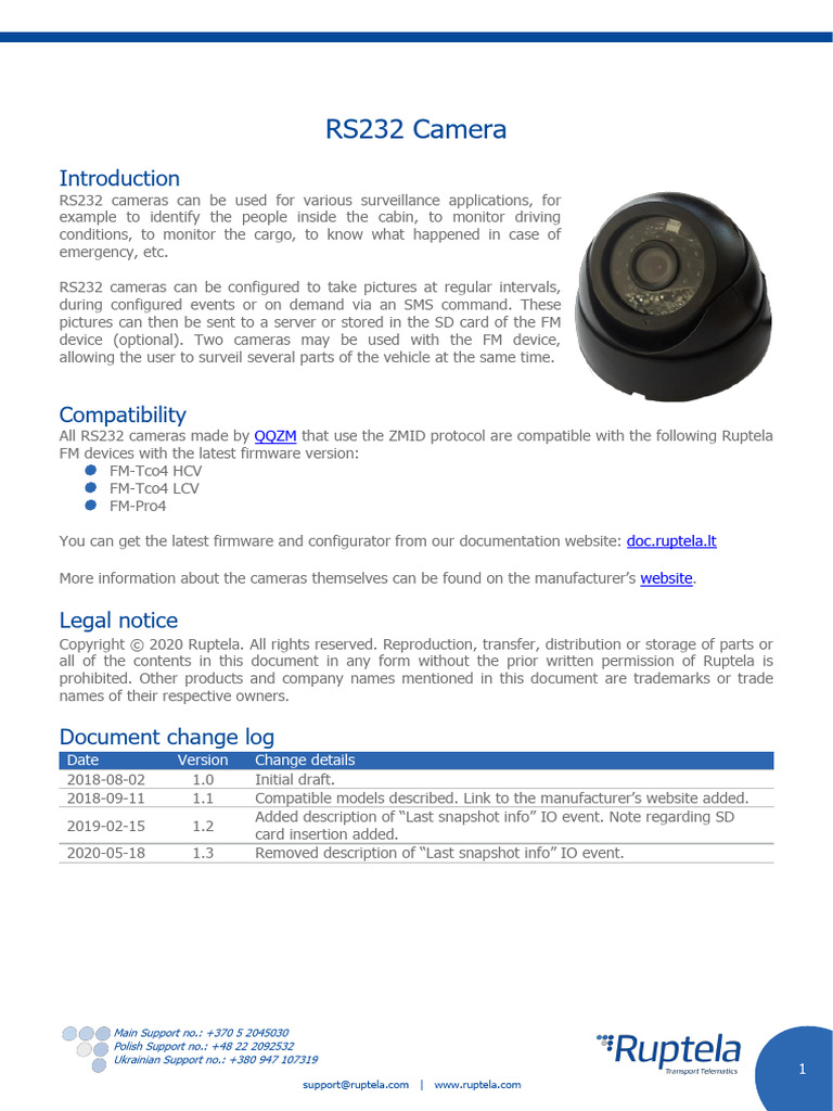 EN RS232 Camera | PDF | Camera | Computing