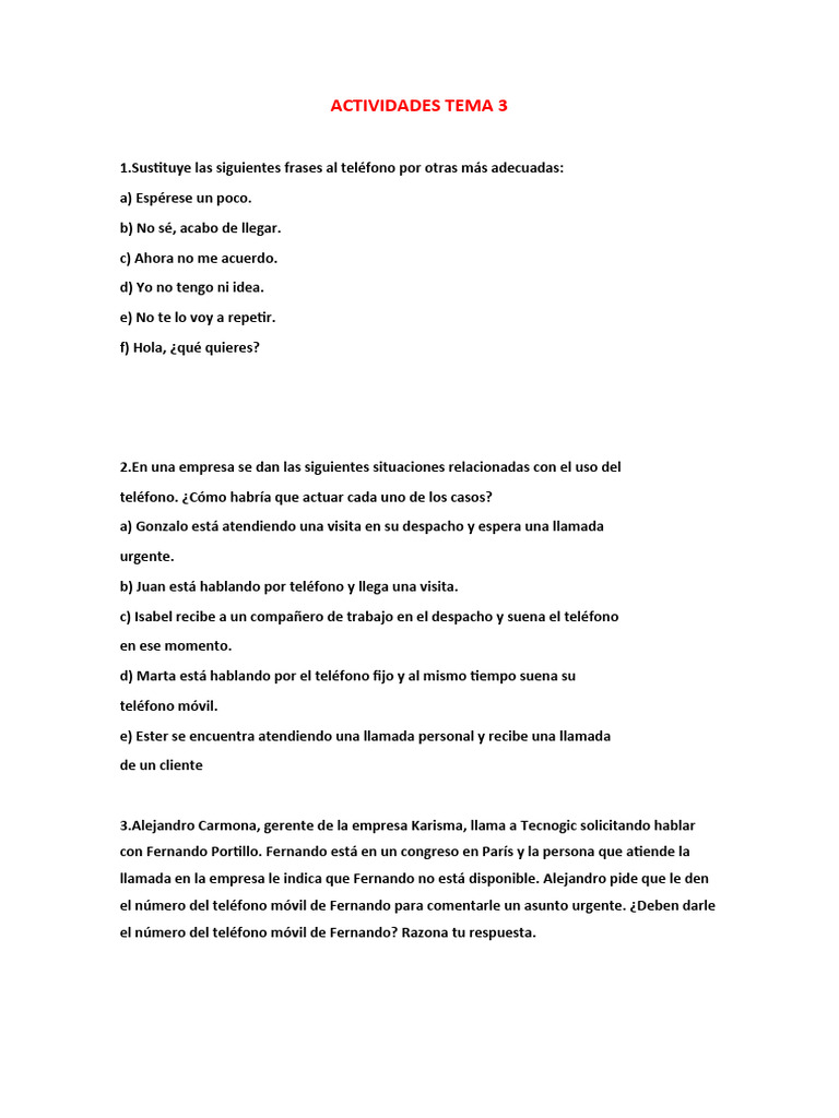 Actividades Unidad 3 | PDF