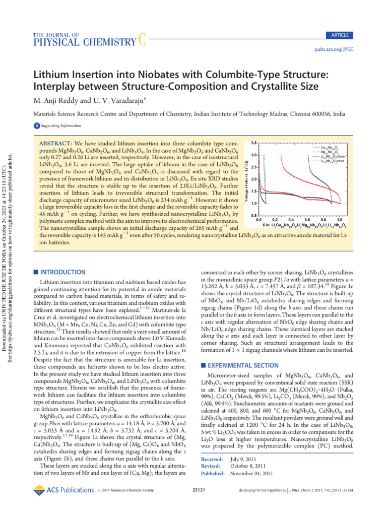 2011 - Lithium Insertion Into Niobates With Columbite-Type Structure ...