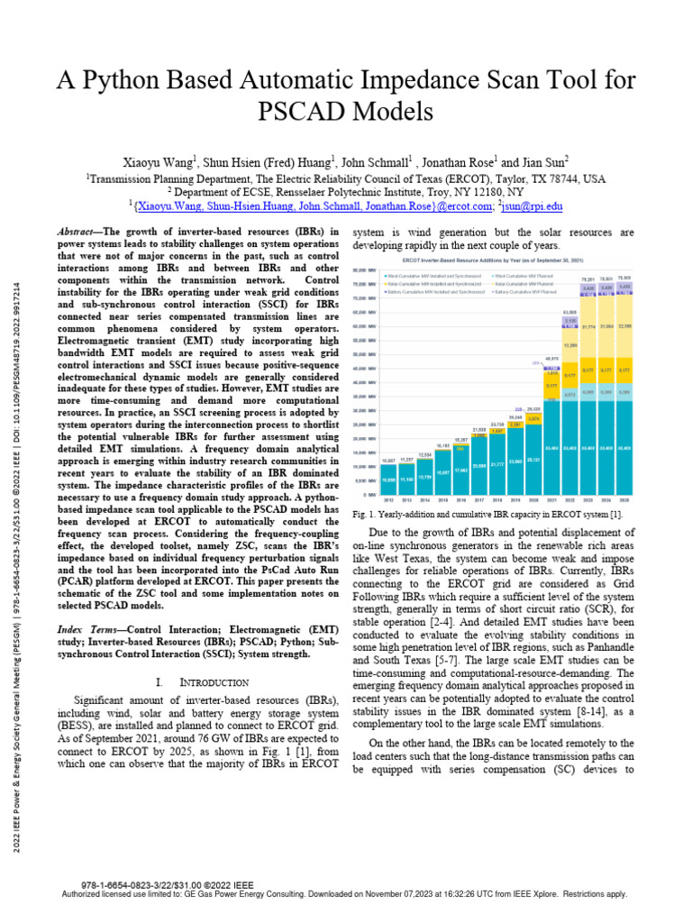 A Python Based Automatic Impedance Scan Tool For PSCAD Models SSCI SSTI | PDF | Electrical ...