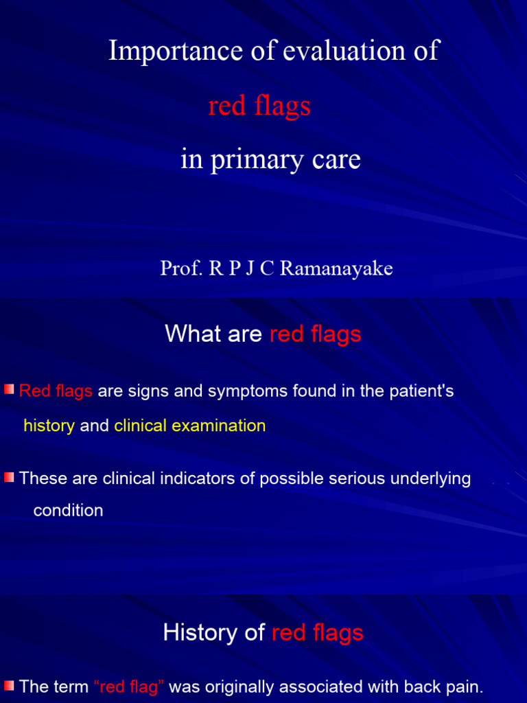 Red Flags Promotion Presentation | PDF | Medical Diagnosis | Back Pain
