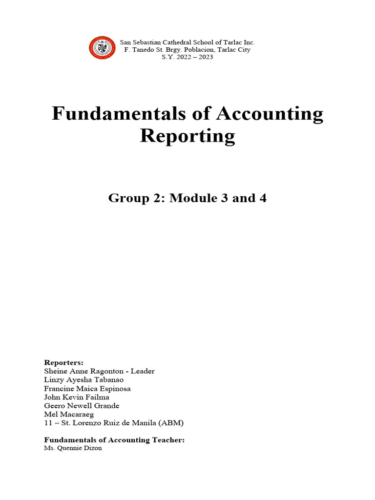 Funda of Accnt Reporting Group2 | PDF | Financial Statement ...