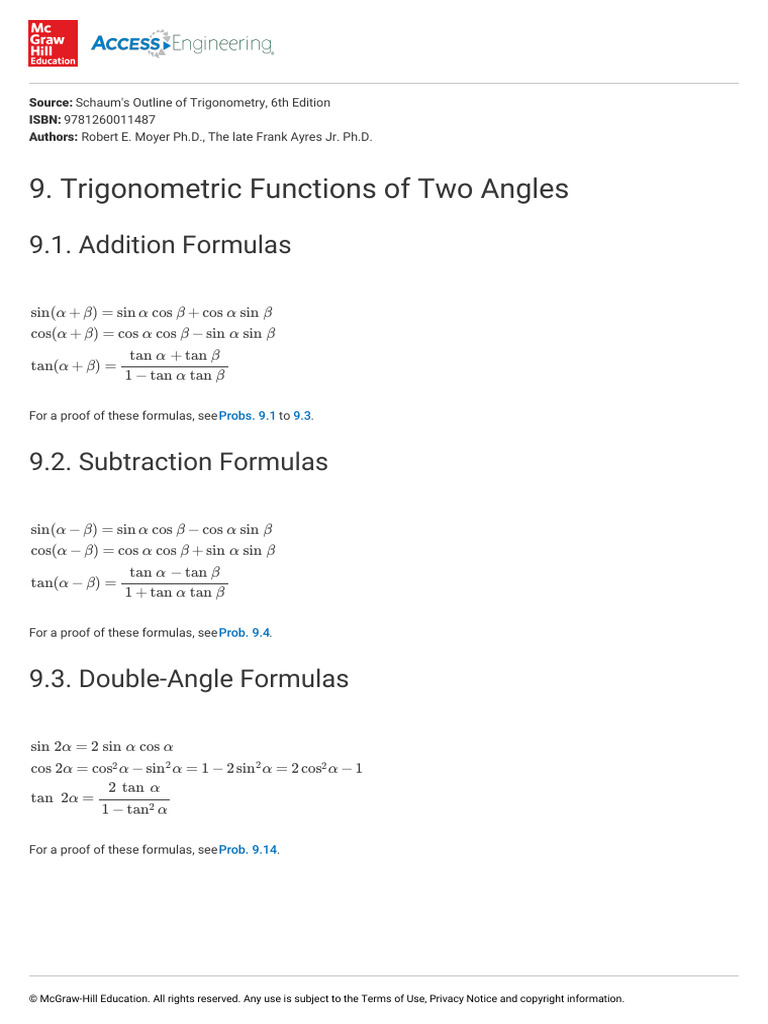 Trigonometric Functions of Two Angles | PDF | Trigonometric Functions | Elementary Geometry