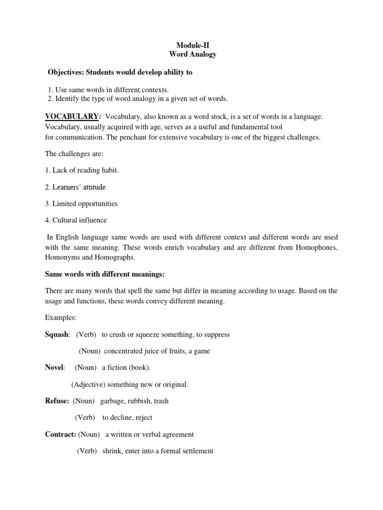 Module II | PDF | Word | Verb