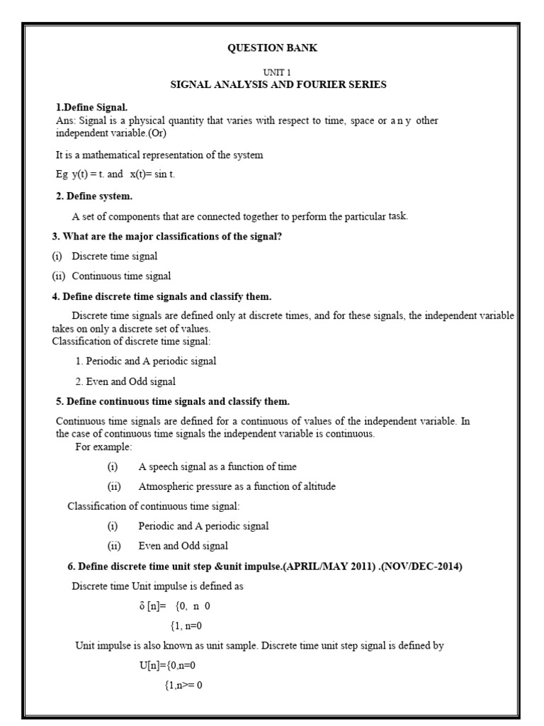 SS - Question Bank 19-20 | PDF | Discrete Time And Continuous Time | Mathematical Physics
