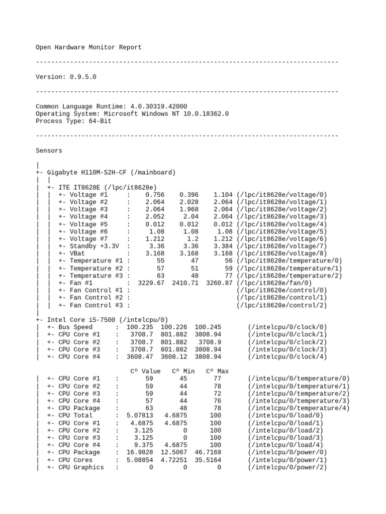 OpenHardwareMonitor Report | PDF | X86 Architecture | Computer Engineering