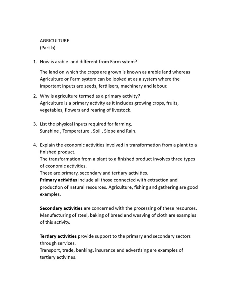 Notes CHAPTER 4 AGRICULTURE | PDF | Agriculture | Intensive Farming