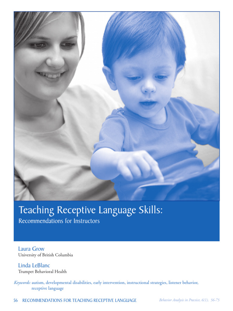 Best Practices for Teaching Receptive Language | PDF | Learning ...