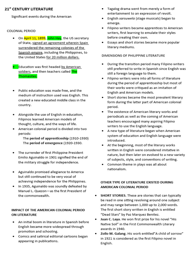21st CENTURY LITERATURE Reviewer | PDF | Philippines | Tagalog Language 21st CENTURY LITERATURE Reviewer | PDF | Philippines | Tagalog Language